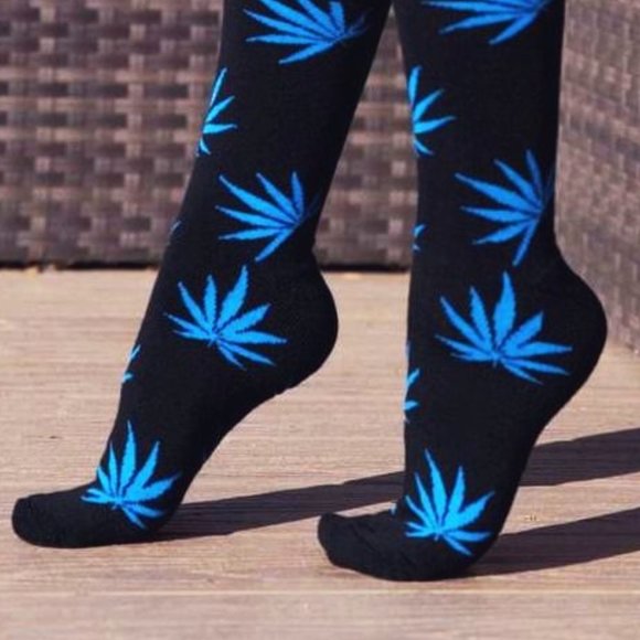 Other | New Womens Weed Socks Marijuana Leaves Black Blue | Poshmark